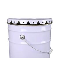 China Embossed Printing Rust Resistant White Metal Paint Bucket And Lid Removable for sale