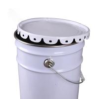 China Embossed Printing Rust Resistant White Metal Paint Bucket And Lid Removable for sale