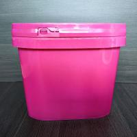 China Colorful 18L Square Plastic Buckets With Handles Metal And Snap On Lid for sale