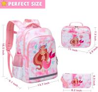 China Polyester Kids School Backpack Mermaid School Bag Three Pieces Set for sale