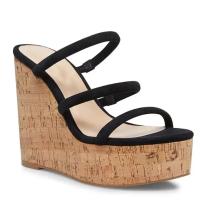 China Fashion High Platform Women'S Wedge Heel Slippers Roman Straps PU Material for sale