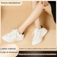 China Custom Logo New Styles Trendy White Genuine Leather Sneakers Running Fitness Walking Sports Casual Shoes For Women for sale