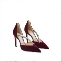 China Women High Heeled Suede Pointed Toe Shoes Luxury Sandals Crystal Lady Strap Wedding Red For Party for sale