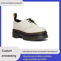 China British Style Fashion High Heeled Leather Shoes Female Thick Foot Heel Round Lace Leather Shoes for sale
