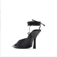 China Women Heeled Shoes Fashion Banquet High Heeled Sandals Sexy Point Toe Lace-Up Leather Shoes for sale