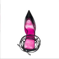 China Women Heeled Shoes Fashion Banquet High Heeled Sandals Sexy Point Toe Lace-Up Leather Shoes for sale