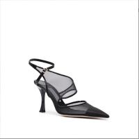 China Rubber Outsole Ankle Strap Women Shoes Thin High Heel Pointed Toe Faux Leather Pumps for sale