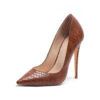 China Hot Sale Ladies Casual Fashion Pointed Toe Snakeskin Stiletto Shoes Ladies High Heels for sale