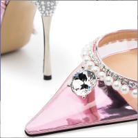 China Women Heeled Shoes Factory Slingback Luxury Elegant Transparent Fashion Pearl High Heels for sale