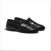 China Women Shoes British Casual Leather Business Formal Shoes Comfortable Black Slip On Loafers for sale