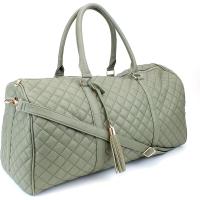 China High-quality Customized Hand-made Quilted Duffel Bag Leather Overnight Bag Weekender Travel Bag for sale