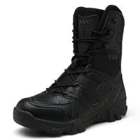 China Outdoor Hiking Desert Boots Black/Sand Long Boots Leather Motorcycle Camping Boots for sale