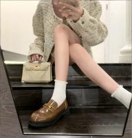 China Women Thick Soled British Small Leather Shoes Flat Shoes Casual Shoes for sale