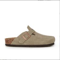 China Women Slippers Genuine Leather Flat Toe Half Slippers Women'S Thick Sole Slippers for sale