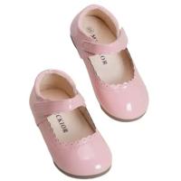 China 2023 New Stylish Leather Bow Cute Sweet Flat Dancing Princess Baby Girl Shoes for sale