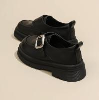 China Middle heel Girl School Mary Jane Leather Shoes Two Layer Cowhide for sale