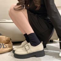 China Middle heel Girl School Mary Jane Leather Shoes Two Layer Cowhide for sale