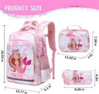 China Girls Backpack Mermaid Backpack Three Piece Set Lightweight Primary School Backpack For Teenagers for sale