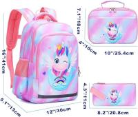 China Unicorn Girls School Backpack Large Capacity Three Piece Set with Waterproof Inner Bag for sale