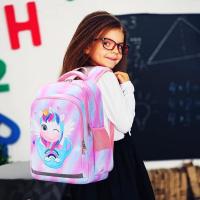 China Unicorn Girls School Backpack Large Capacity Three Piece Set with Waterproof Inner Bag for sale