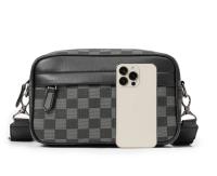 China Men's Casual Checkered Messenger Bag Waterproof Dacron Lining and Fashionable Design for sale