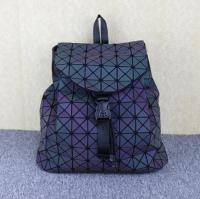 China Women Backpack Colorful Diamond Grid Night Glow Color Changing Backpack for sale