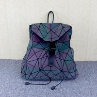 China Women Backpack Colorful Diamond Grid Night Glow Color Changing Backpack for sale
