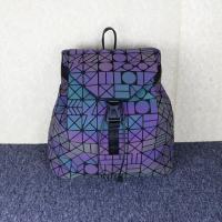 China Women Backpack Colorful Diamond Grid Night Glow Color Changing Backpack for sale