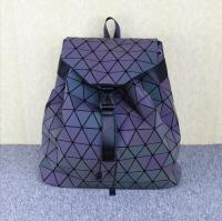 China Women Backpack Colorful Diamond Grid Night Glow Color Changing Backpack for sale