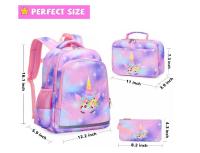 China Soft Polyester Inner Lining Preschool Unicorn Backpack with Lunch Box and Pencil Case for sale