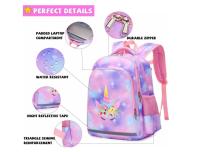 China Soft Polyester Inner Lining Preschool Unicorn Backpack with Lunch Box and Pencil Case for sale