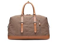 China Casual Canvas Carry On Duffel Bags PU Leather Trim Light Weight for sale