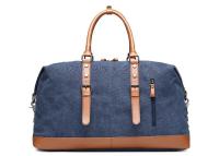 China Casual Canvas Carry On Duffel Bags PU Leather Trim Light Weight for sale