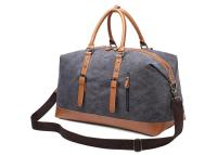 China Casual Canvas Carry On Duffel Bags PU Leather Trim Light Weight for sale