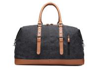 China Casual Canvas Carry On Duffel Bags PU Leather Trim Light Weight for sale