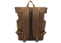 China Canvas Leather Magnetic Snap Vintage Laptop Backpack High Grade Bronze Hardware for sale