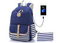China USB Charge Stripe Children School Bag for sale
