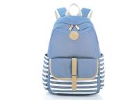 China Canvas Stripe Kids School Backpack Built In USB Charger Customized Logo for sale