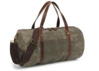 China Waxed Canvas Travel Duffel Bag Waterproof Genuine Leather Travel Weekend Bags for sale