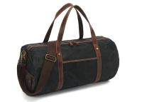 China Waxed Canvas Travel Duffel Bag Waterproof Genuine Leather Travel Weekend Bags for sale