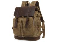 China Soekidy Mens Waxed Canvas Carry On Travel Bag Genuine Leather Backpack for sale