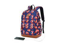 China Cute Fox Prints Front Pocket Children School Bag for sale