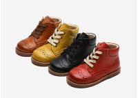 China Pigskin Lining Round Head Kids Work Boots Real Leather First Layer for sale