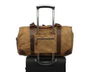 China 4 Colors Waterproof Overnight Bag Cowhide Leather Canvas Carry On Bag for sale