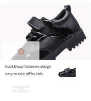China School Uniform Hook Loop Fastener Stylish Kids Shoes for sale