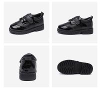 China Durable Black Leather Kids Shoes Flat Casual Kids School Uniform Shoes for sale