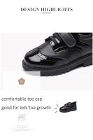China Durable Black Leather Kids Shoes Flat Casual Kids School Uniform Shoes for sale