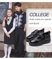 China Durable Black Leather Kids Shoes Flat Casual Kids School Uniform Shoes for sale