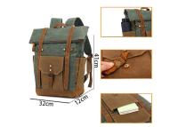 China Canvas Leather Magnetic Snap Vintage Laptop Backpack High Grade Bronze Hardware for sale