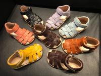 China Nubuck Cow Leather Cross Stitch Straps Toddler Summer Shoes for sale